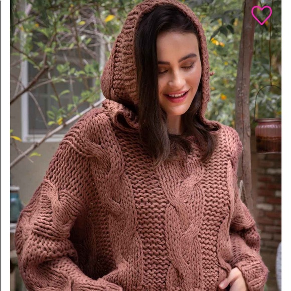 POL | Sweaters | New Pol Sweater Hooded Cable Knit Crop Oversized Large ...